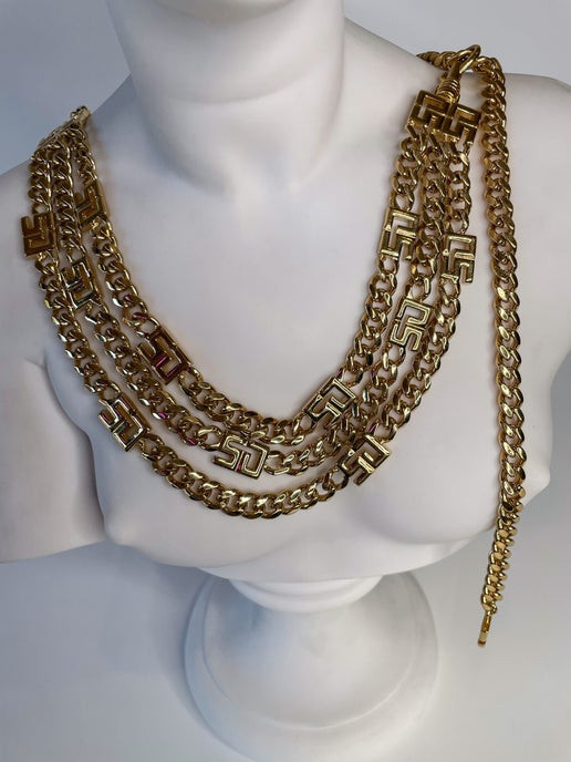 Authentic Vintage St. John Gold SJ Logo Layered Chain… - Gem