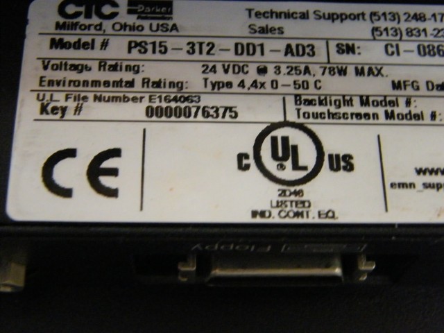 Parker CTC PS15-3T2-DD1-AD3 Panel Monitor Display PS153T2DD1AD3 for ...