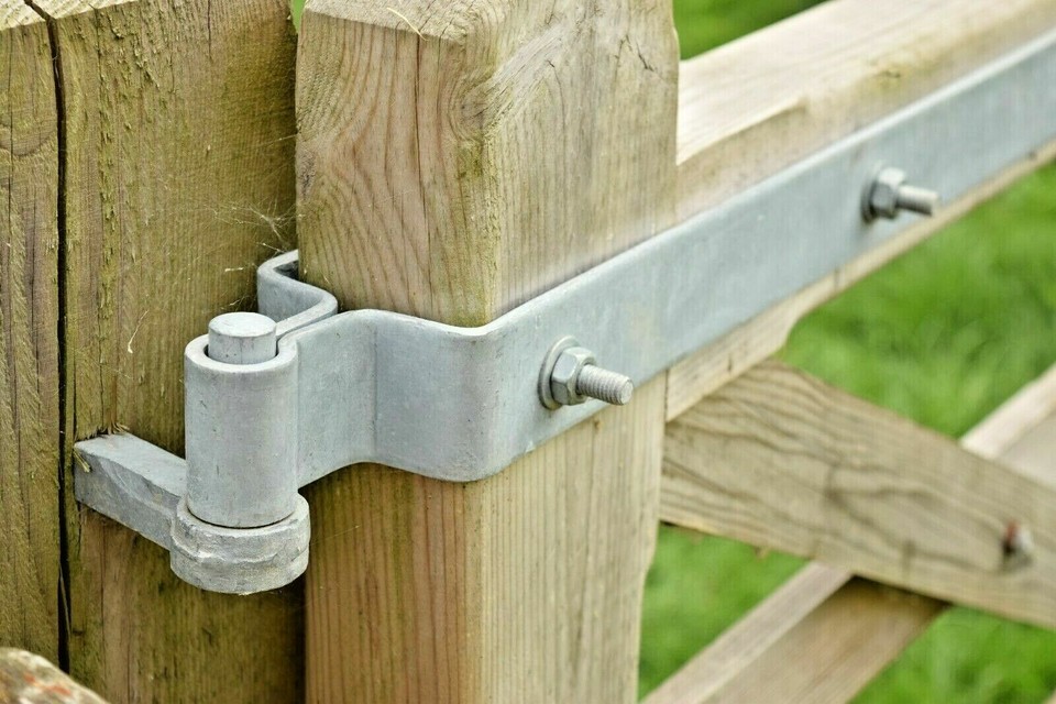 Field Gate Hinges Adjustable Set 5-Bar Heavy Duty Bottom Strap Driveway ...
