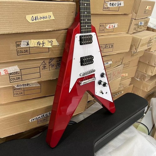Fly-V Electric Guitar Transparent Red Color Rosewood Fretboard Mahogany ...