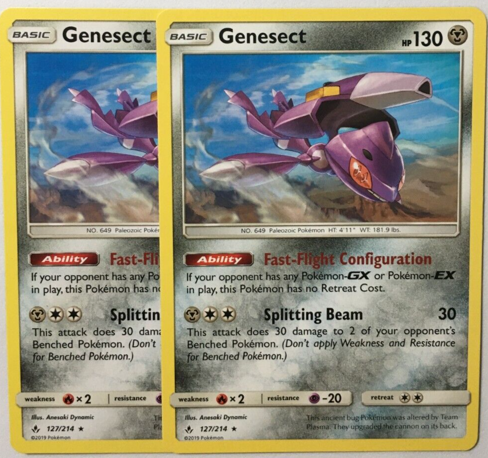 POKEMON 2X GENESECT 127/214 UNBROKEN BONDS RARE NEAR MINT | eBay