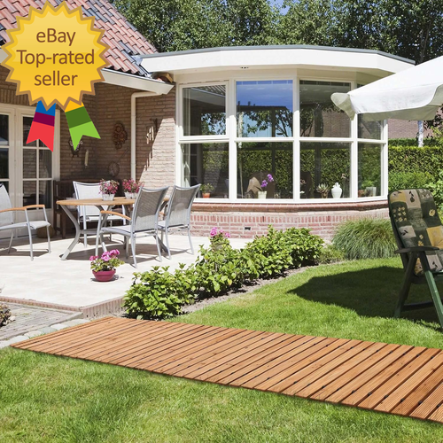 8' Wooden Garden Pathway,Outdoor Roll Out Cedar Straight Walkway,Patio ...