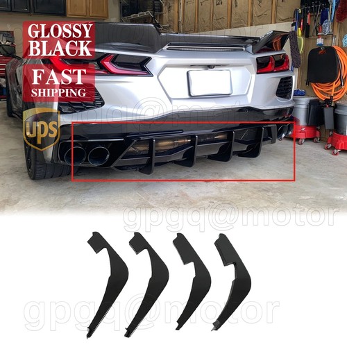 For Corvette C8 Z51 Stingray 2020-2026 Glossy Black V5 Add-On Rear ...