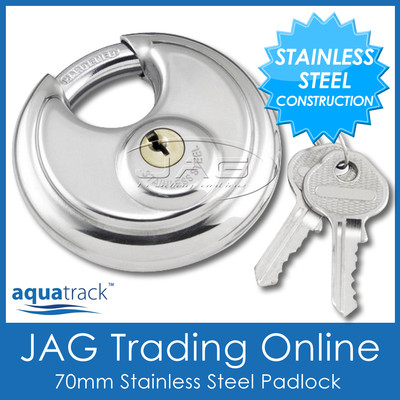 STAINLESS STEEL ROUND DISC SECURITY PADLOCK- Trailer/Hitch/Caravan/4x4 ...