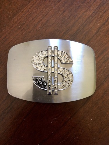 Rhinestone Money Dollar Sign Currency Funny Unisex Men’s Metal Belt ...