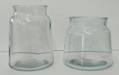 (Set Of 2) Glass Jars Long 7”x5” & Wider 6”x6” Large Combo Jars | eBay