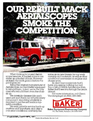 Mack CF Aerialscope Fire Truck Sales Brochure Baker Photograph Print 8 ...