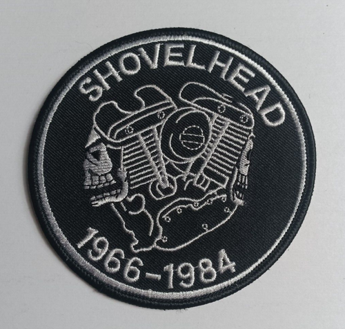 HARLEY DAVIDSON SHOVELHEAD 4 INCH ROUND PATCH CLOTH EMBROIDERED SKULLS ...