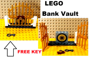 LEGO Bank Safe Gold Gate Padlock Dial Vault Wall Unit FREE SKELETON Key ...