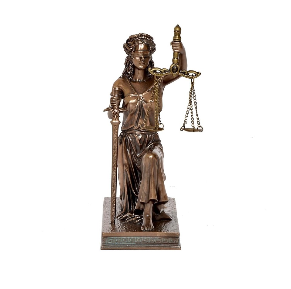 Resin Lady Justice Kneeling Holding Scale and Sword Figurine Idol ...