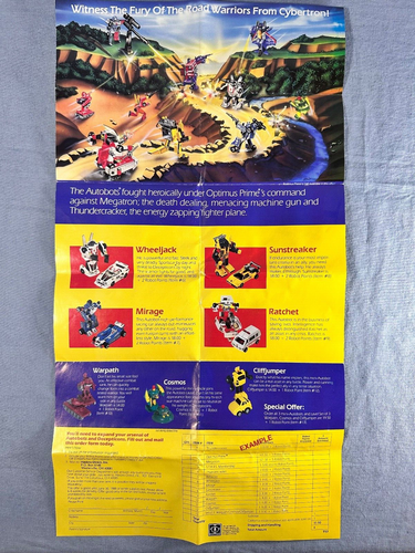 Transformers G1 Catalog Checklist and Order Form Hasbro 1987 rare ...