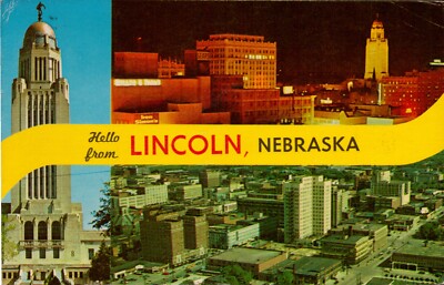 Vintage Postcard Hello from Lincoln Nebraska Day and Night Scene 1975 ...