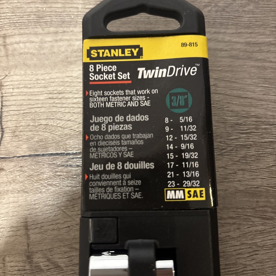 8 pc STANLEY 3/8" TWIN DRIVE SOCKET SET - SAE & Metric - 89-815 - In ...