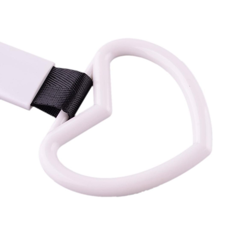White Heart Car Subway Ring Tow Hook Overhead Door Handle Universal ...