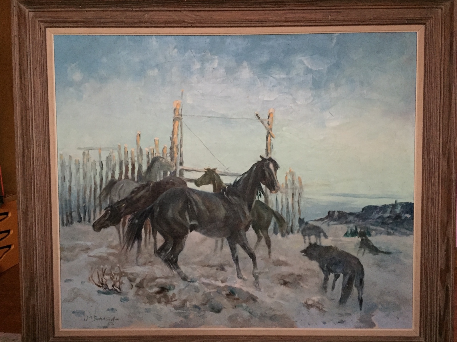 California USA Cowboy Artist Jack Swanson "Winter Peril", 1952 Shop ...