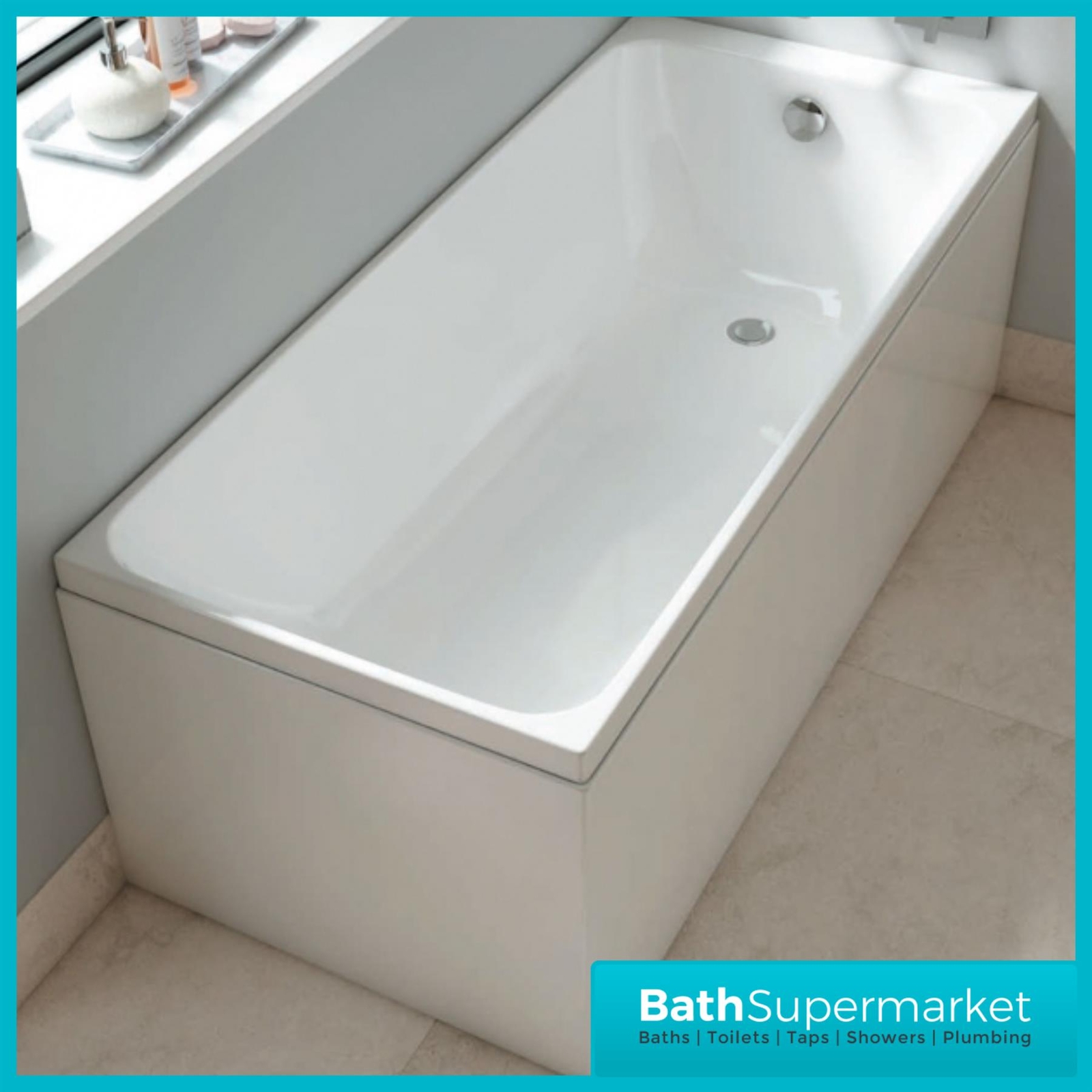 Designer Single Ended Bathroom Bath Thin Edge Profile 1600-1700-1750mm ...