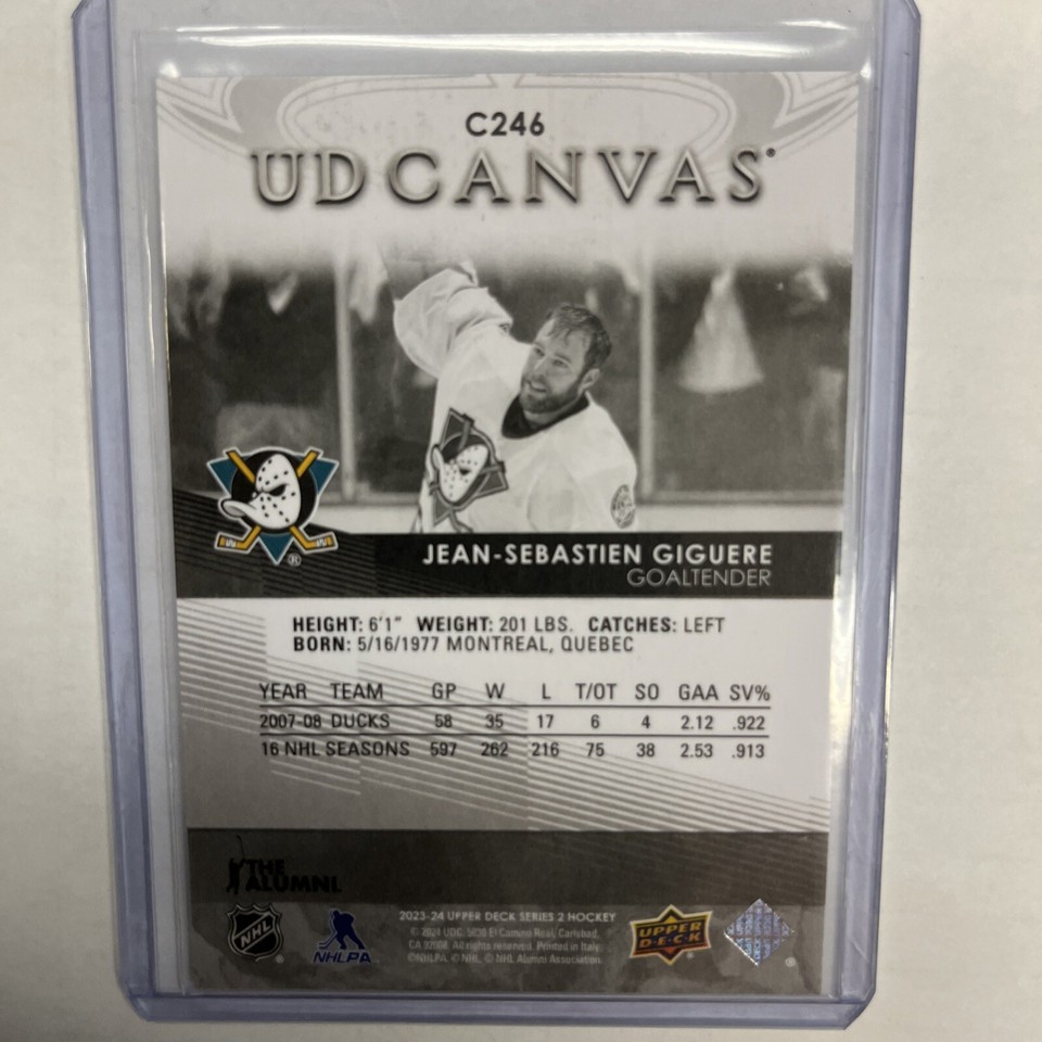 Jean-Sebastien Giguere UD Canvas Legends Black And White | eBay