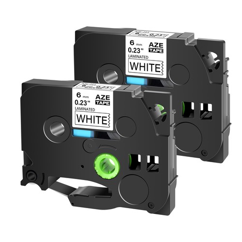 2PK TZ211 TZe-211 White Label 6mm Tape Compatible for Brother PT-D800W ...