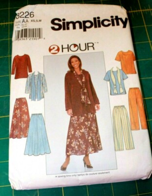 Simplicity 8226 2 Hour Women's Wardrobe Pattern XS,S & M | eBay