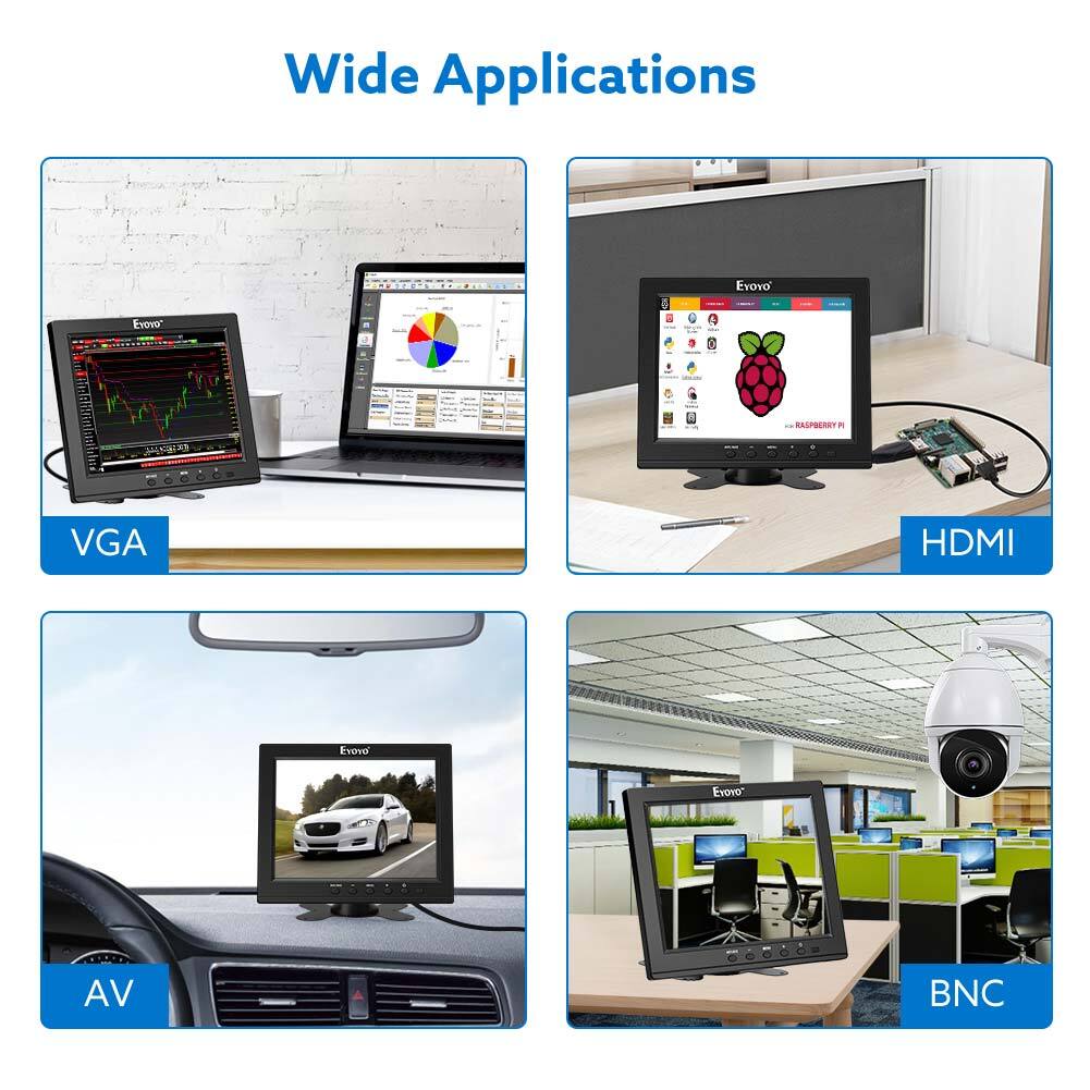 Eyoyo S801h 8 Inch HDMI Monitor 1024x768 Support VGA BNC AV YPbPr Input ...
