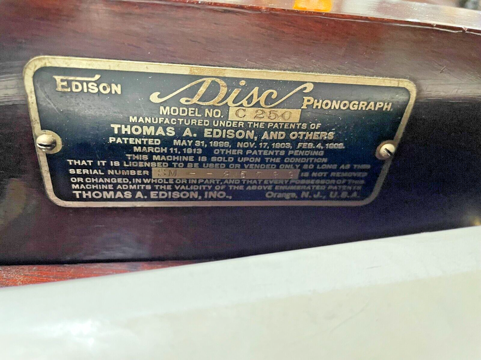 Antique Edison Model C250 Diamond Disc Phonograph with Green Curtain | eBay