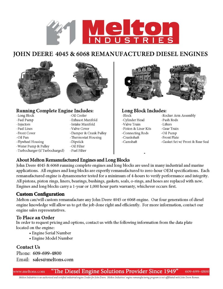 4045DF270 JOHN DEERE DIESEL INDUSTRIAL ENGINE REMANUFACTURED 4045 | eBay