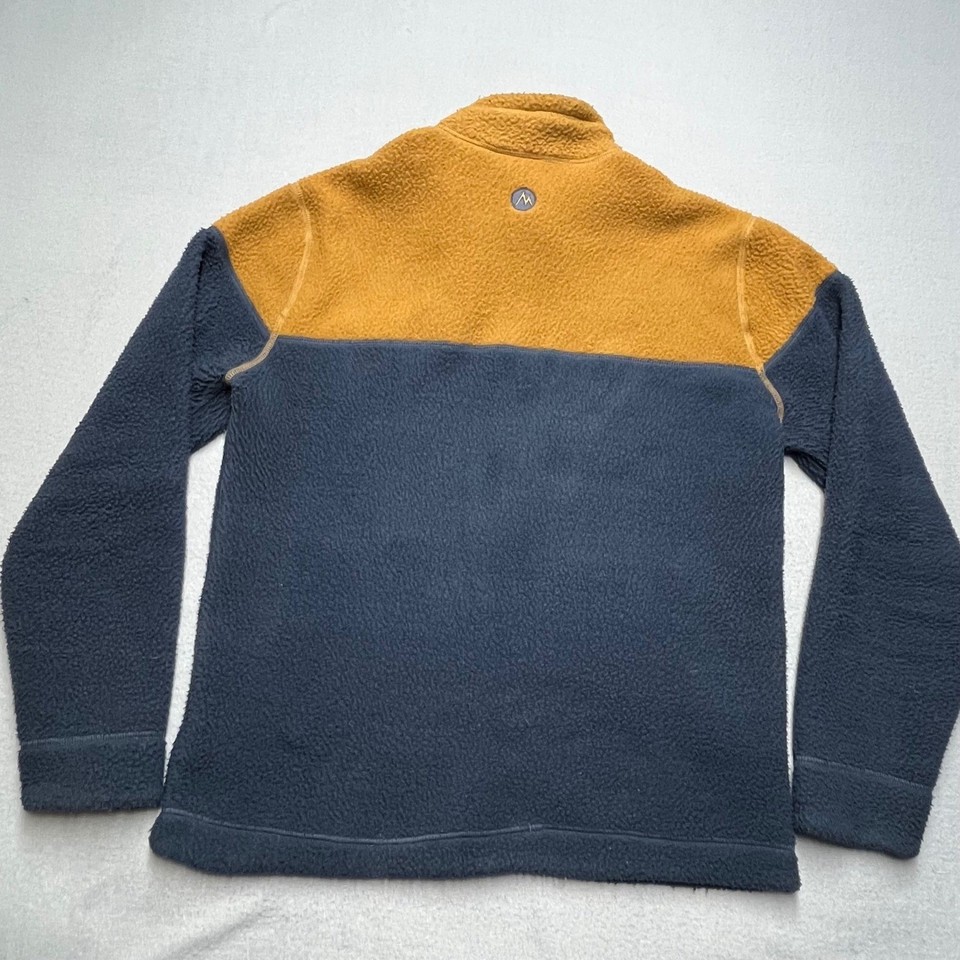Marmot Color Block Fleece Jacket Full Zip Mens Medium Blue Gold pile ...