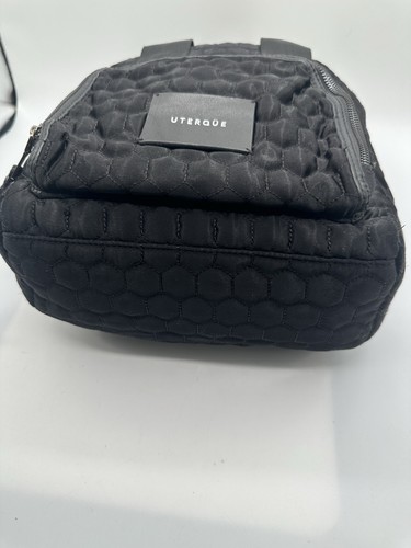 Uterque Black Quilted Nylon Leather Trim Satchel Convertible Backpack ...