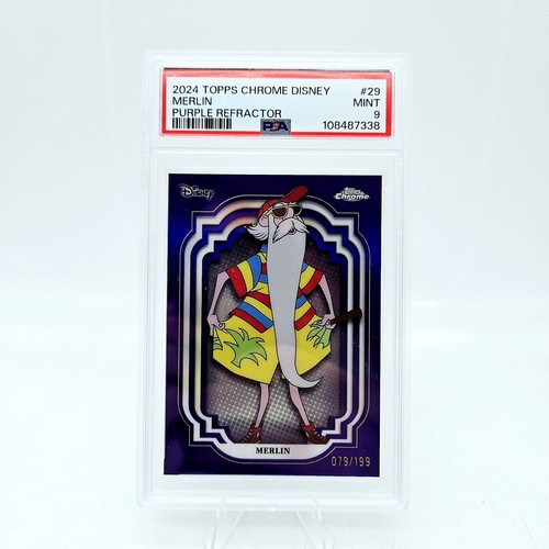 2024 Topps Chrome Disney Merlin #29 Sword and Stone Purple /199 PSA 9 ...