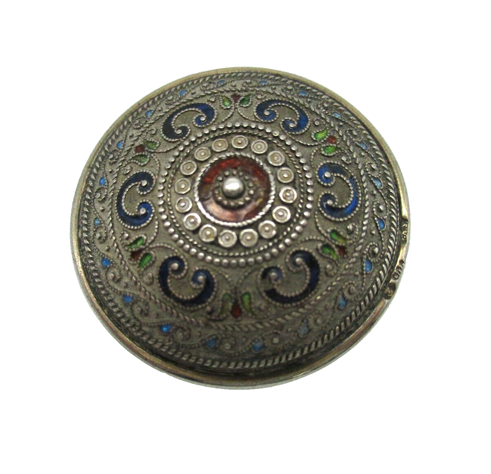 Antique Eruopean Silver Enamel Pill Box-Small Container-Pyx w/ Gilt ...