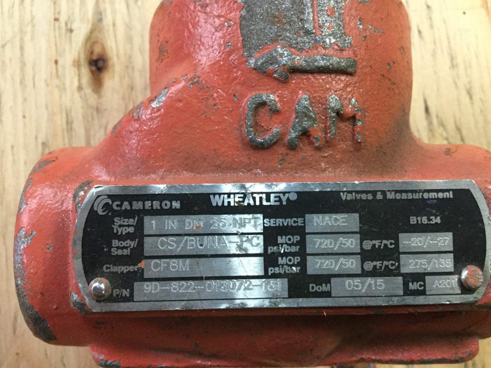 Swing Check Valve Cameron Wheatley 822 Series 1" 720 PSI MOP NPT ...