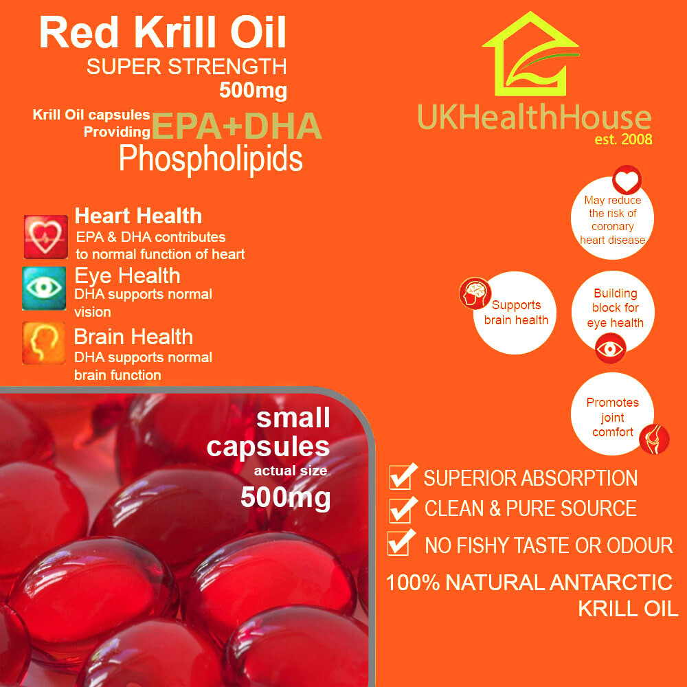 Superba Pure Red Krill Oil Capsules 500mg - All sizes - Extra High ...