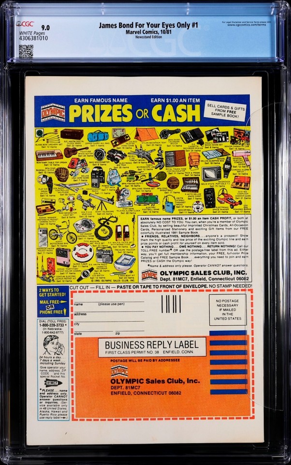 James Bond For Your Eyes Only #1 CGC 9.0 Marvel Comics Movie Adaptation ...