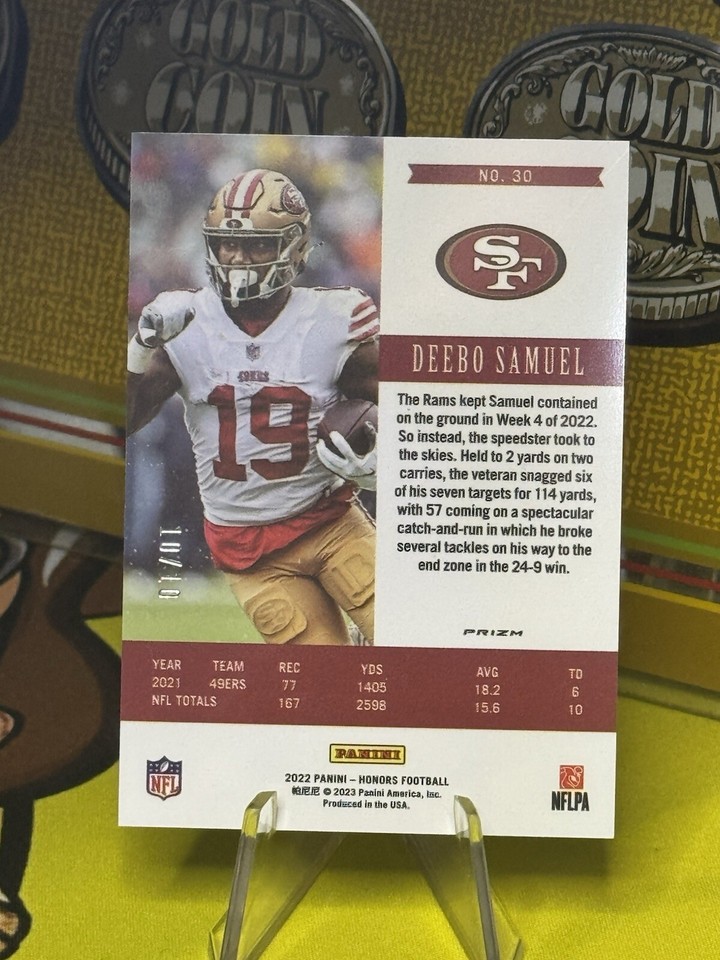 2022 Panini Honors Deebo Samuel Red /10 Beautiful Color Match Card ...