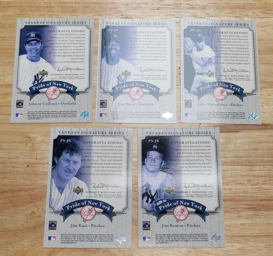 COLLECTION of FIVE Autographed 2003 Upper Deck New York Yankees ...