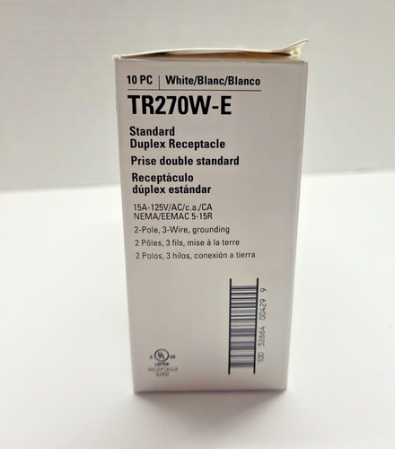 Eaton TR270W 15A Tamper Resistant Residential Duplex Outlet White Case ...