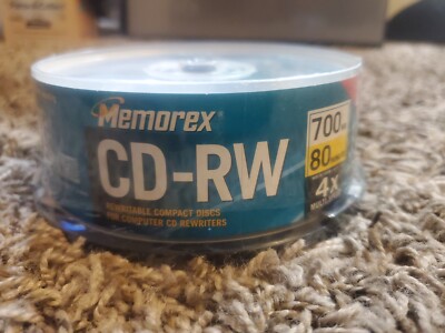 MEMOREX CD-RW 25 PACK RECORDABLE REWRITABLE 80 MIN 700 MB 4x MULTI ...