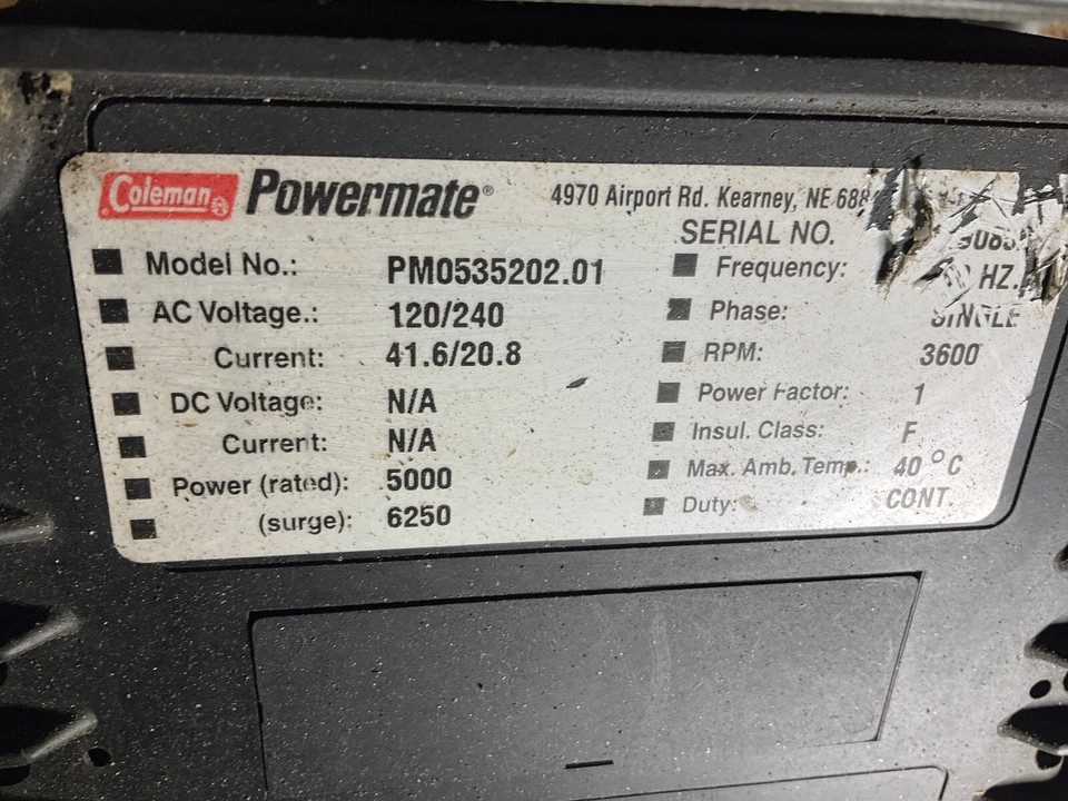 Coleman Powermate PM0535202 Pro Gen 5000 Gas Power Generator B | eBay