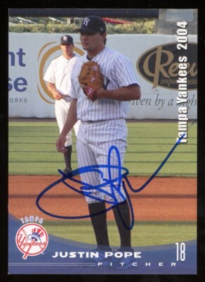2004 Tampa Yankees JUSTIN POPE Signed Card autograph AUTO YANKEES RC | eBay