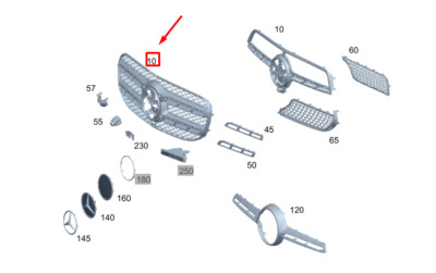 MB GLW W167 Radiator Protective Grille Carrier A1678886100 | eBay