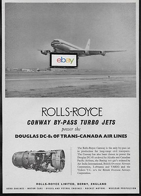 TCA TRANS CANADA DOUGLAS DC-8 ROLLS ROYCE CONWAY ENGINES 1959 AD | eBay