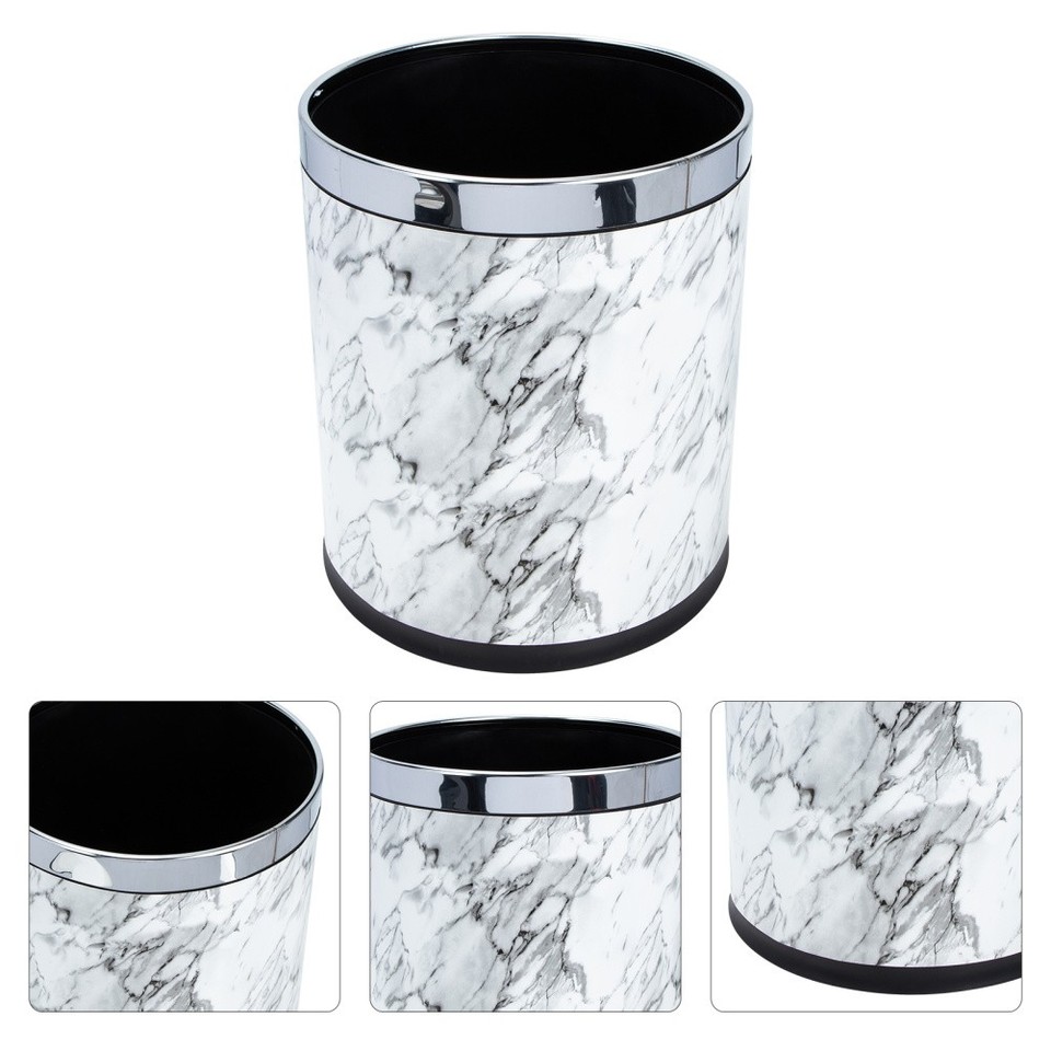 Marbling Trash Can Hotel KTV Garbage Container Office Kitchen Trash Bin ...