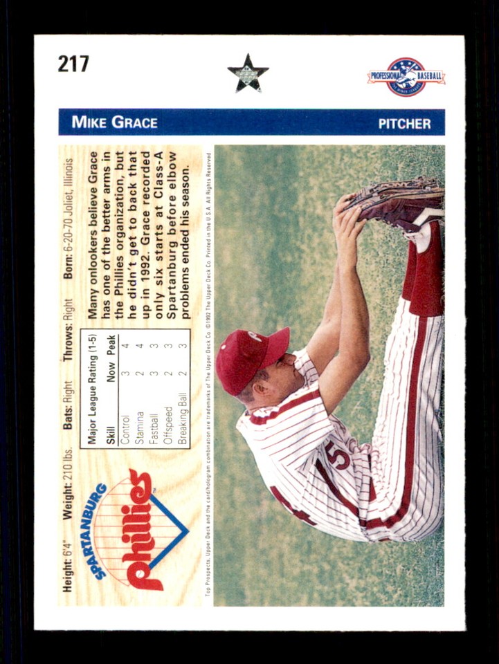1992 Upper Deck Minor League #217 Mike Grace On Card Autograph | eBay