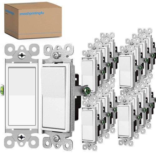 Decora Rocker Single Pole On/Off Wall Switch 15 Amp 120/277 Volt UL ...