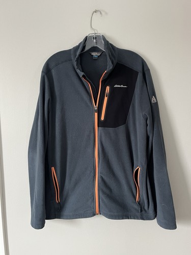Eddie Bauer First Ascent Jacket Mens L Gray Orange Full Zip Fleece | eBay