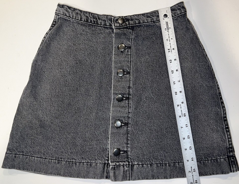 American Apparel Women's Jean Skirt SMALL Denim Button Up Skater Faded ...
