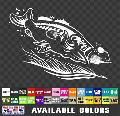 Largemouth Bass Sticker Spinner Bait Lure Fishing Decal Boat Jig Car ...