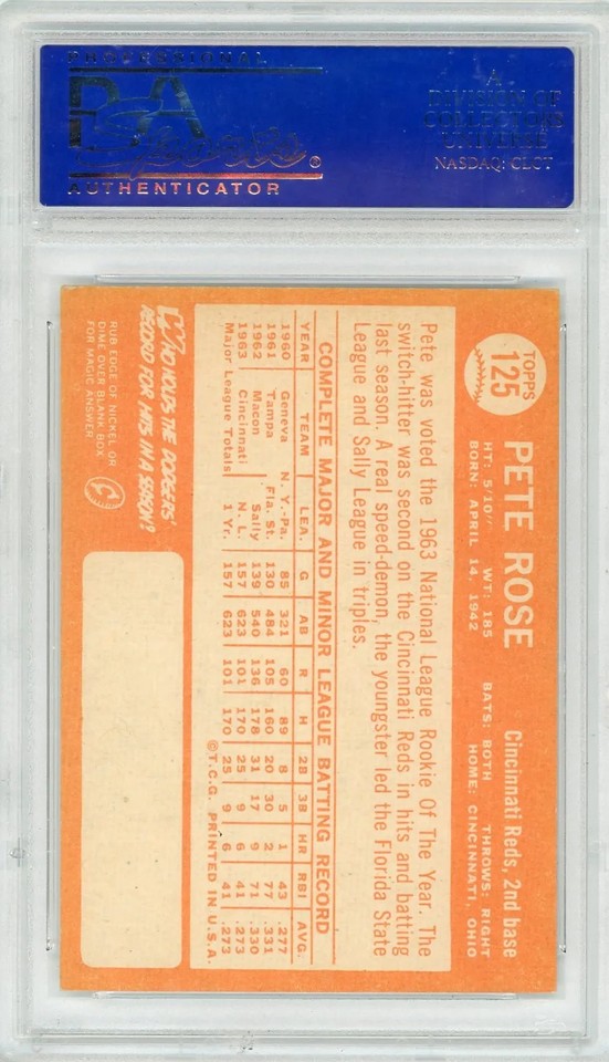 1964 Topps Pete Rose #125 All Star Rookie PSA 5 | eBay