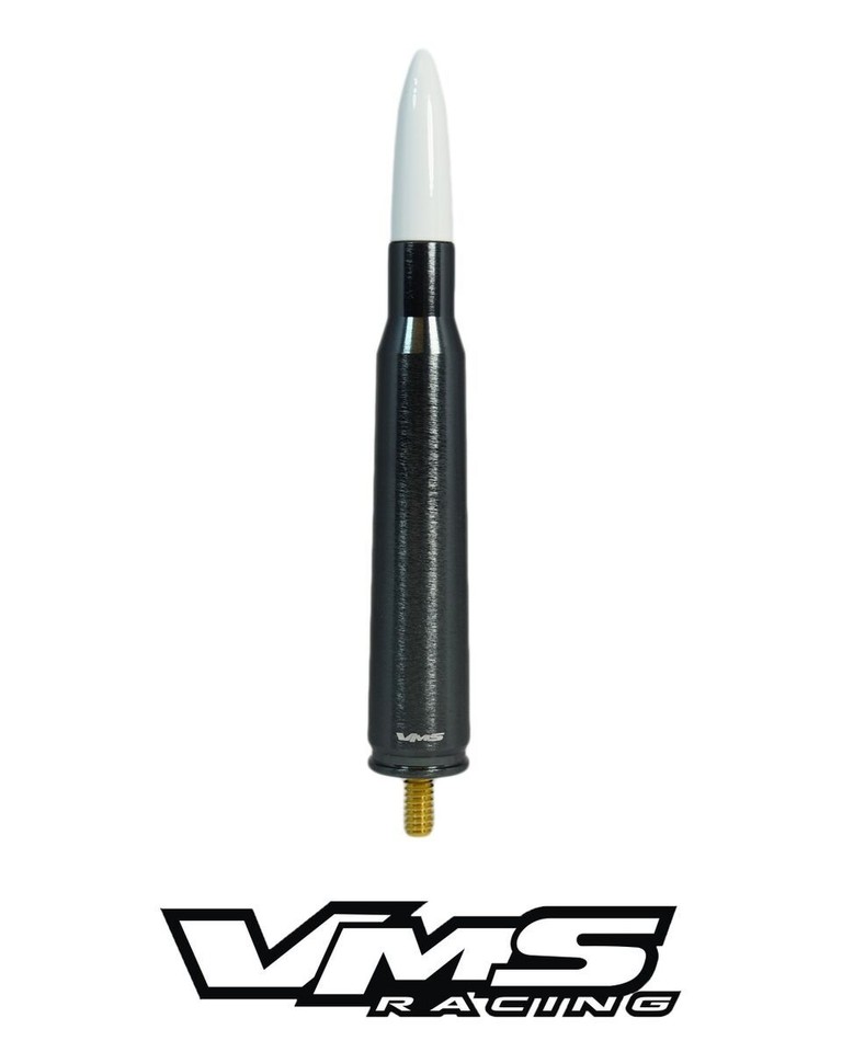 VMS RACING 5.5" 50 CAL GUNMETAL/WHITE BULLET ANTENNA FOR CHEVY ...
