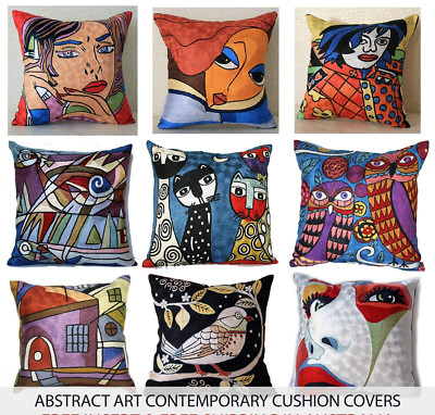 Abstract Picasso Style Modern Art Decorative Silk Throw Pillow 18 ...